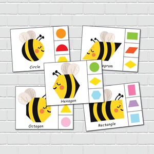 Bees 2D Shapes Clip Cards, Shapes Busy Book, File Folder Games, Special ...