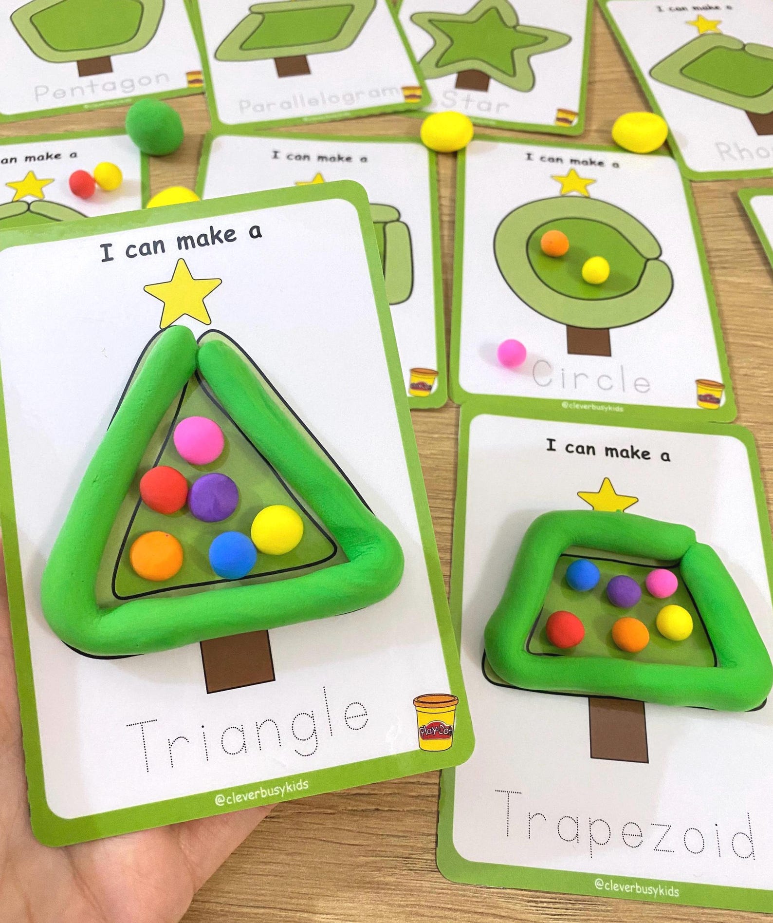Christmas Tree Shapes Play Dough Mats, Printable Play Doh, Toddler ...