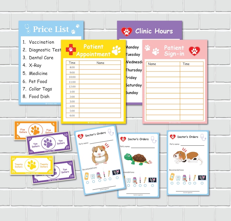 Vet Clinic Pretend Play, Printable Veterinary Dramatic Play Kit for ...