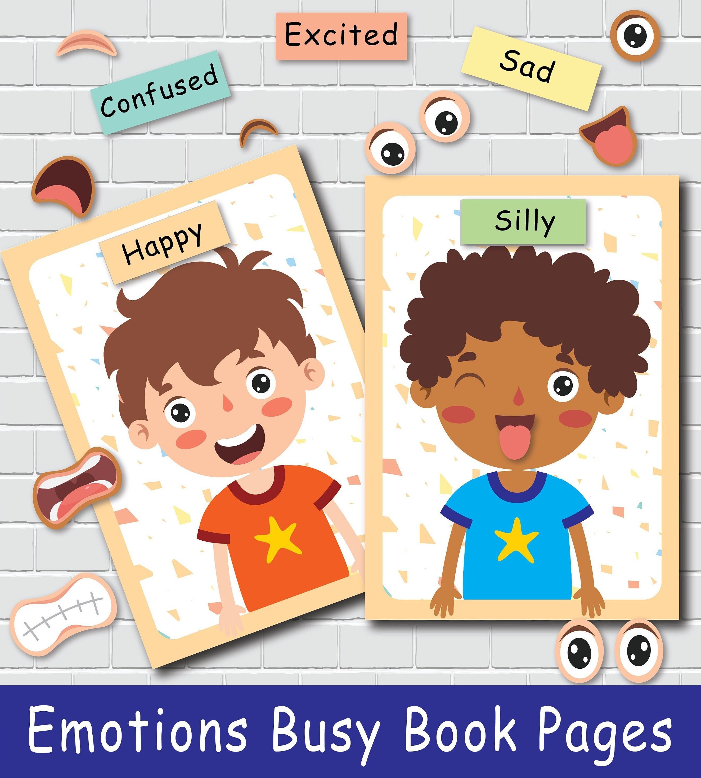 Boys Emotions Activity Kids Feelings Matching Game - Etsy