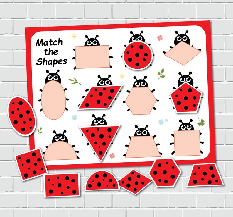 Ladybug Shape Matching Activity, 2D Shapes, Summer Busy Book Page, File ...