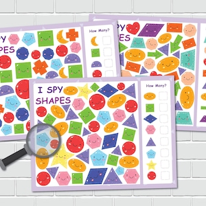 I Spy Shapes Worksheets, Kids Look and Find Counting Game, Preschool ...