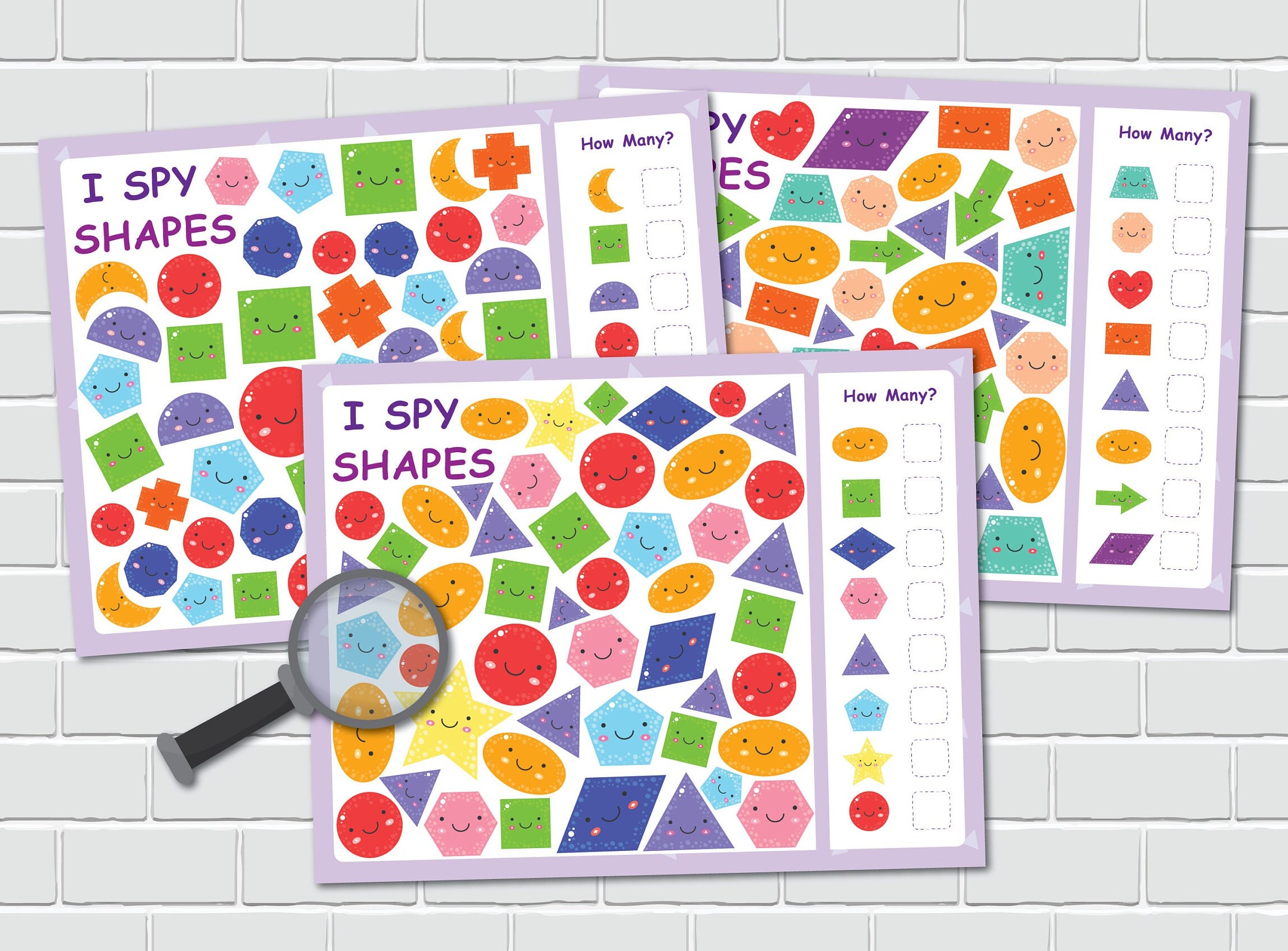 I Spy Shapes Worksheets, Kids Look and Find Counting Game, Preschool ...
