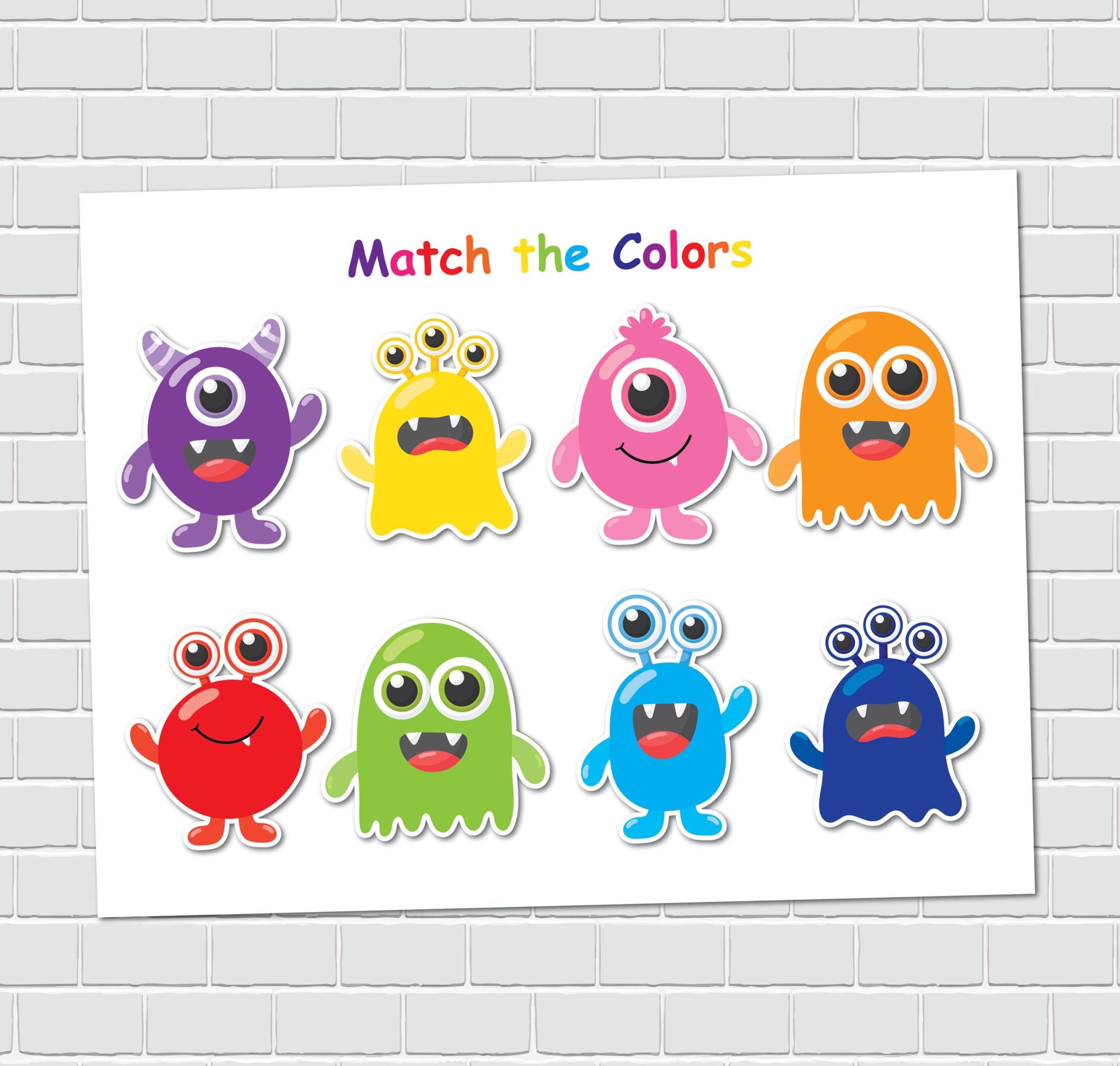 Monsters Color Matching Activity for Kids, Toddler Color Printables - Etsy