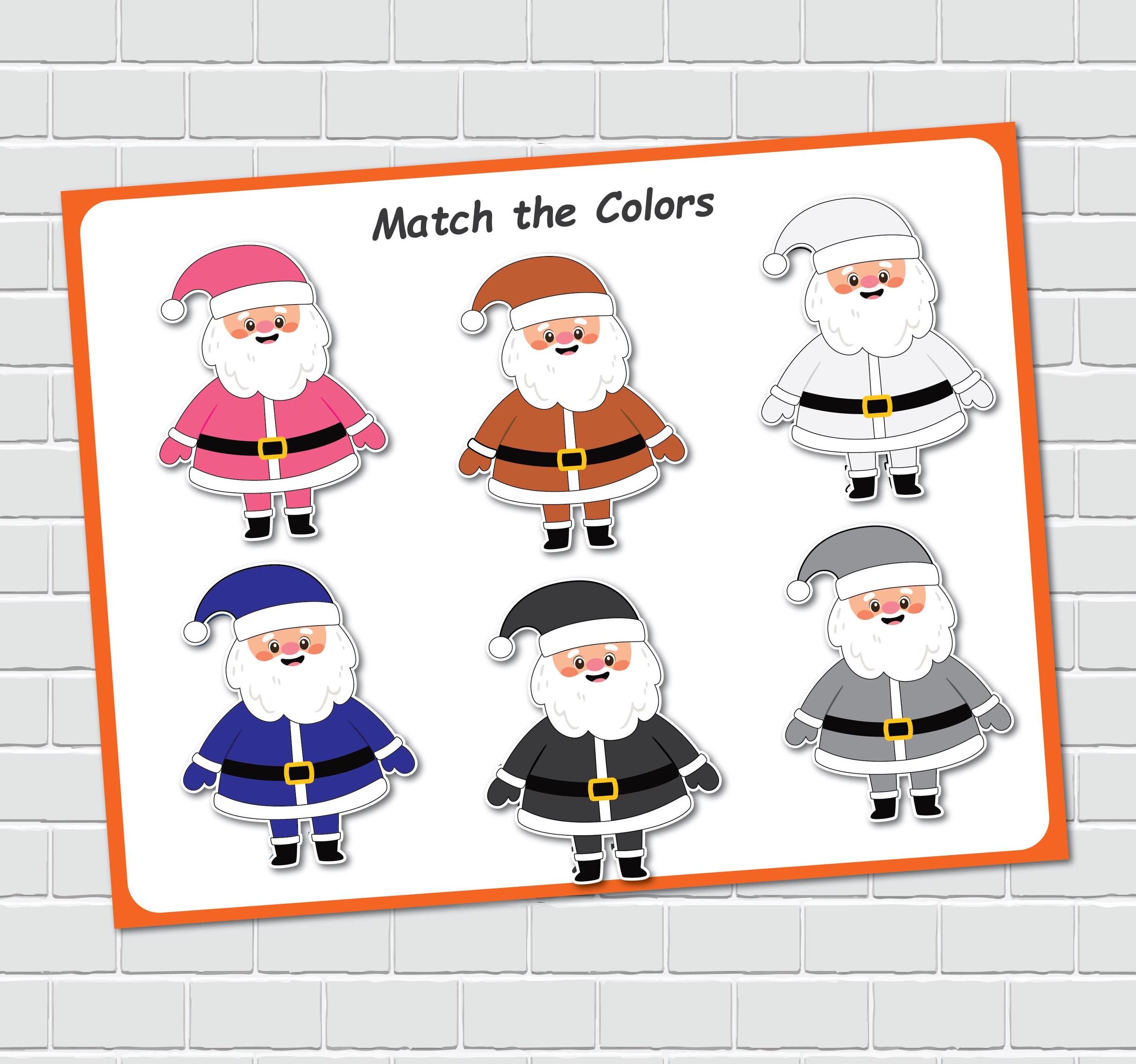 Santa Color Matching Activity, Toddler Printable, Christmas Busy Book ...