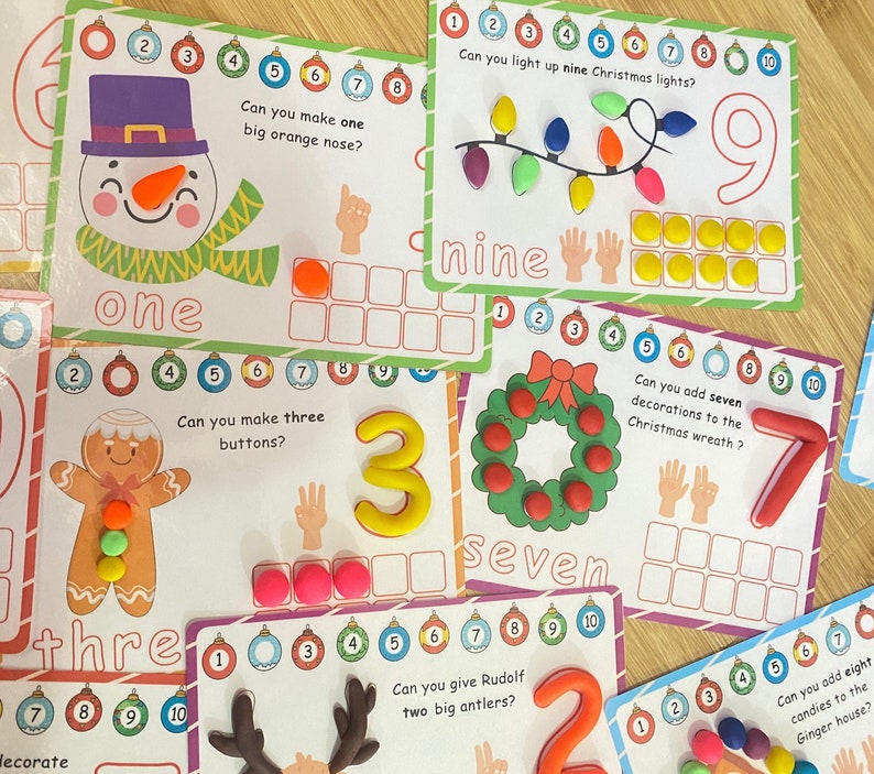 Christmas Play Doh Mats, Toddler Printable Play Dough Activity, Numbers ...