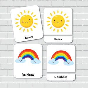 Weather Three Part Flash Cards, Toddler Educational Flashcards ...