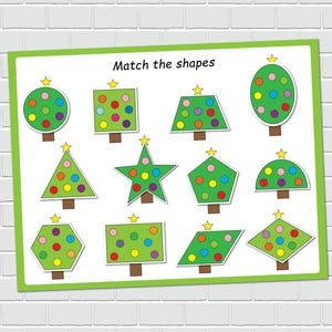 Christmas Tree Shape Matching Activity, Preschool Learning (digital ...