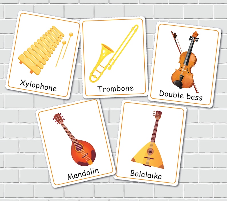 Musical Instruments Flash Cards, Toddler Printable Activity, Montessori ...