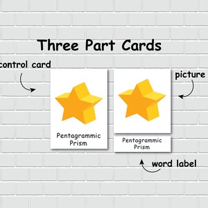 3D Shapes Flash Cards, Three Part Montessori Flash Cards, Kids ...