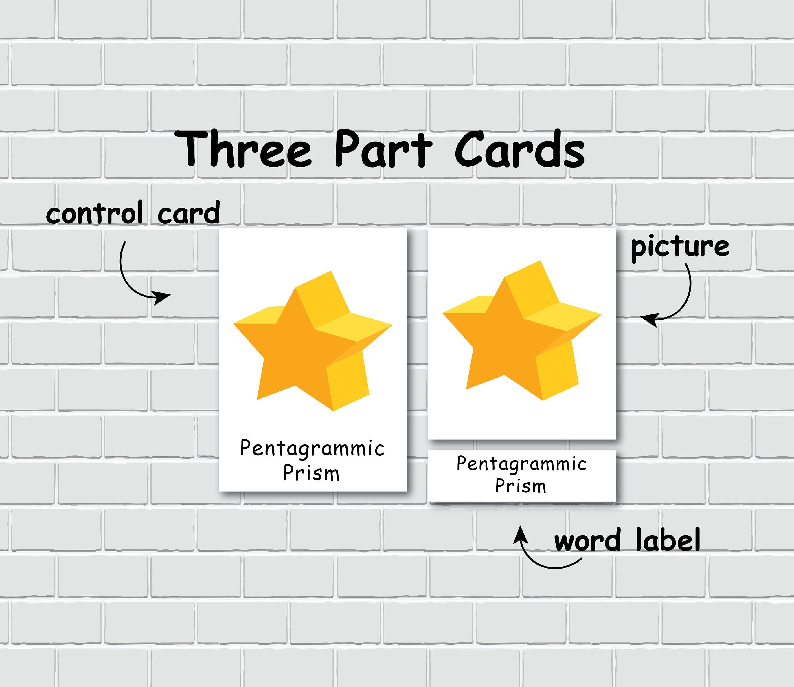 3D Shapes Flash Cards Three Part Montessori Flash Cards Kids - Etsy ...