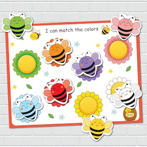 Bee Color Matching Activity, Toddler Printable, Montessori Materials ...