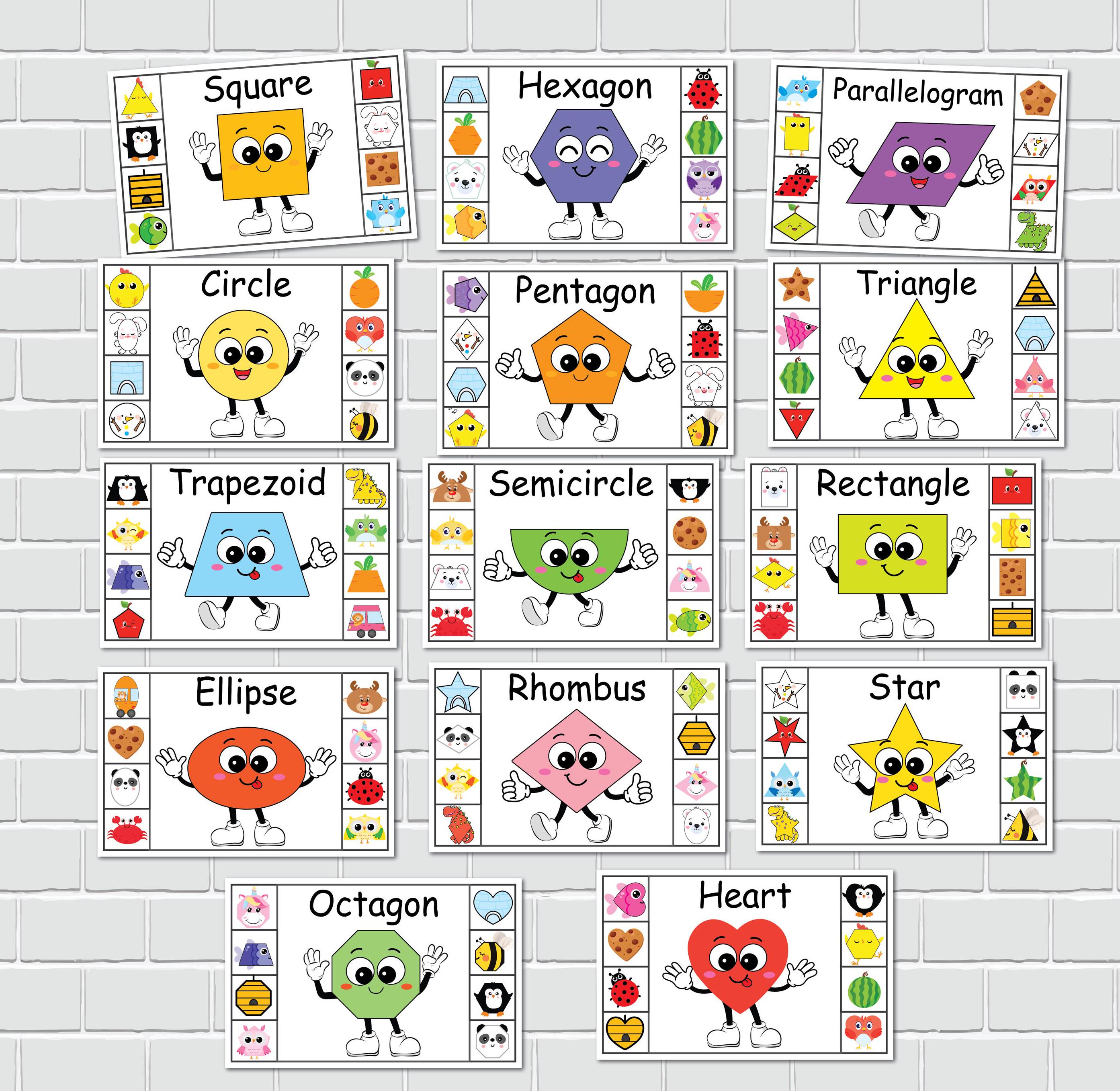 Shapes Clip Cards, 2D Shapes Printable Activities, File Folder Games ...
