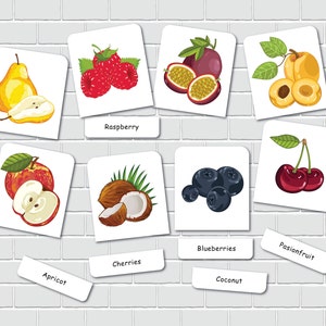 Fruits Three Part Cards, Montessori Flashcards, Homeschool Curriculum ...