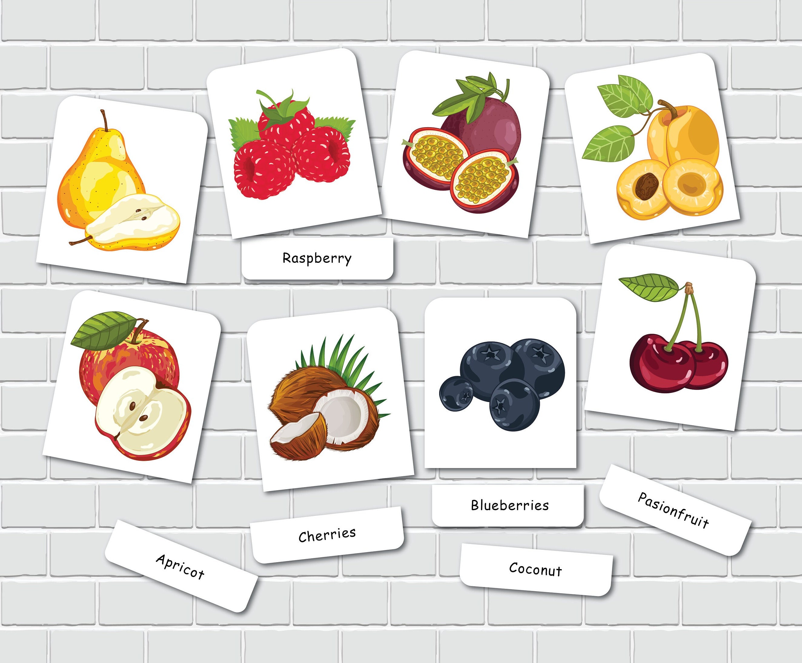 Fruits Three Part Cards Montessori Flashcards Homeschool - Etsy