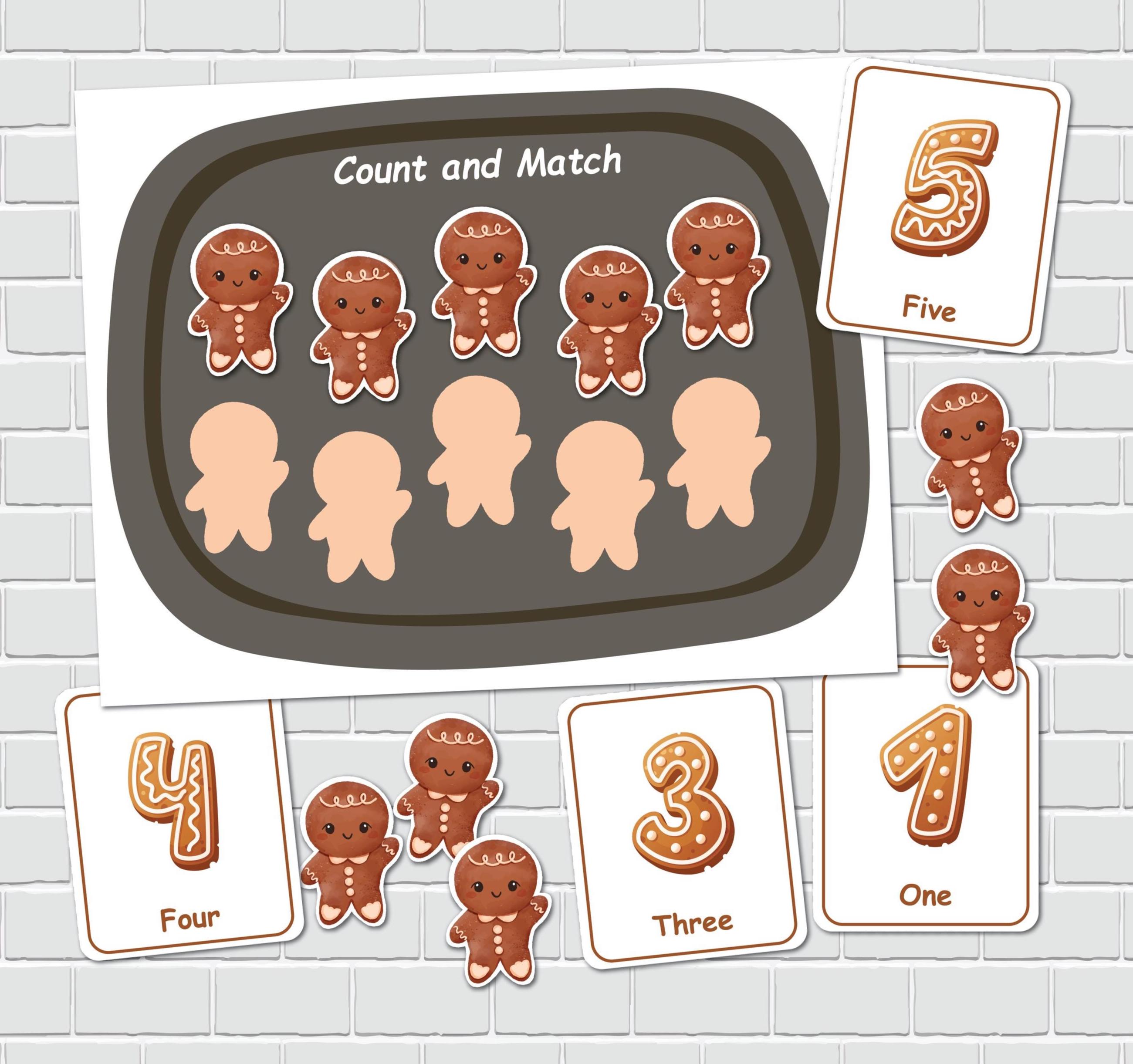 Gingerbread Man Counting Game, Christmas Printable, Math Activity ...