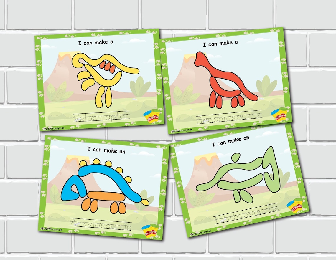 Dinosaurs Play Dough Mats Printable Play Doh Preschool - Etsy