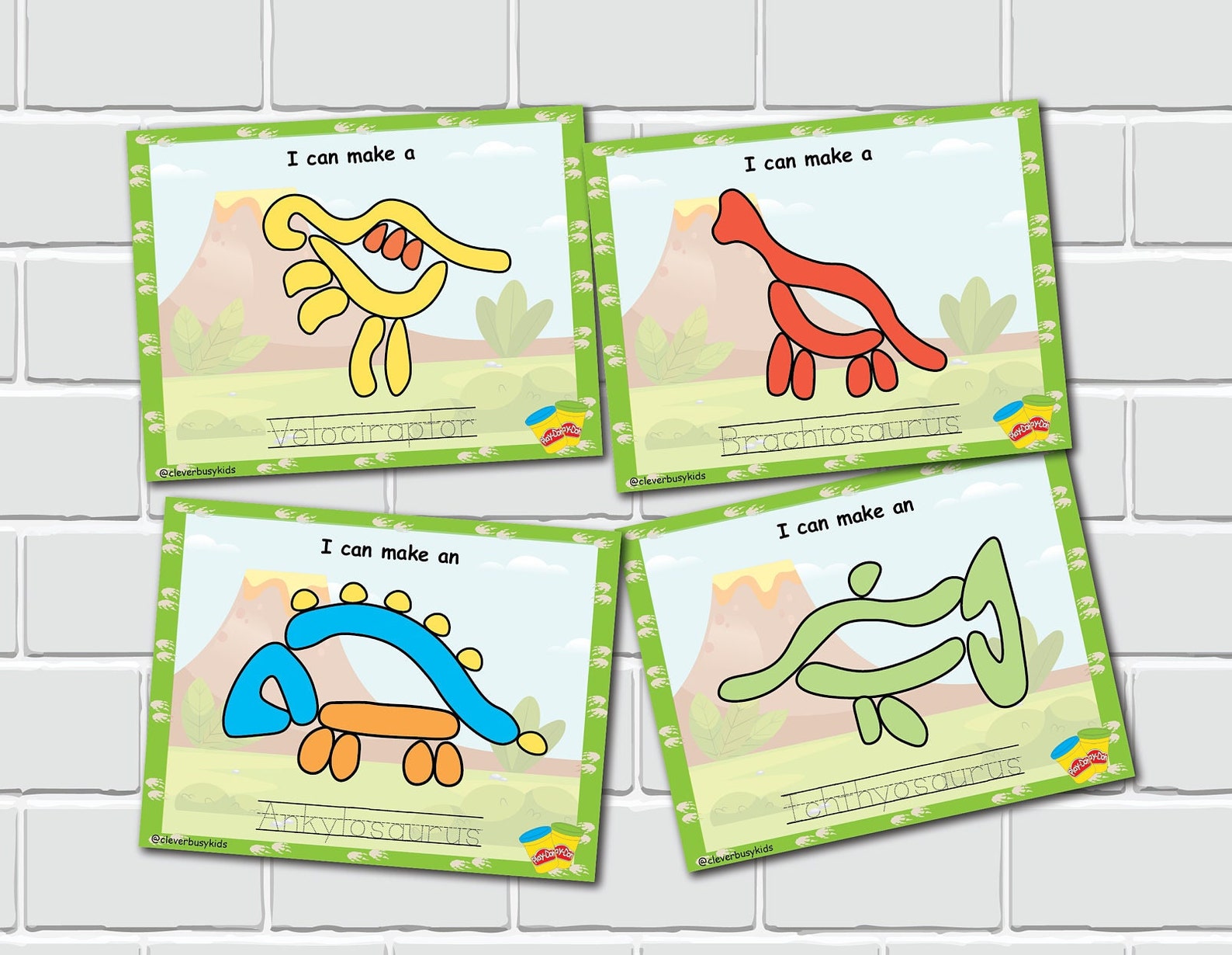 Dinosaurs Play Dough Mats Printable Play Doh Preschool - Etsy