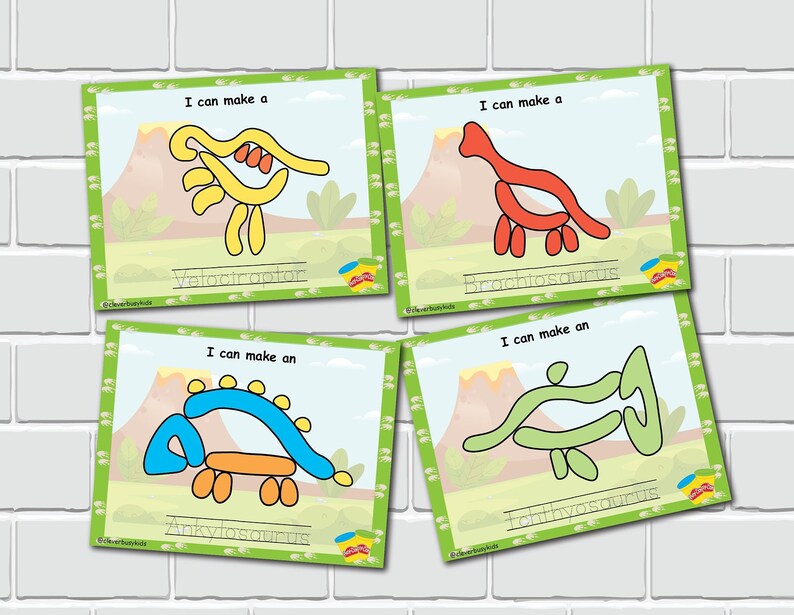 Dinosaurs Play Dough Mats Printable Play Doh Preschool - Etsy