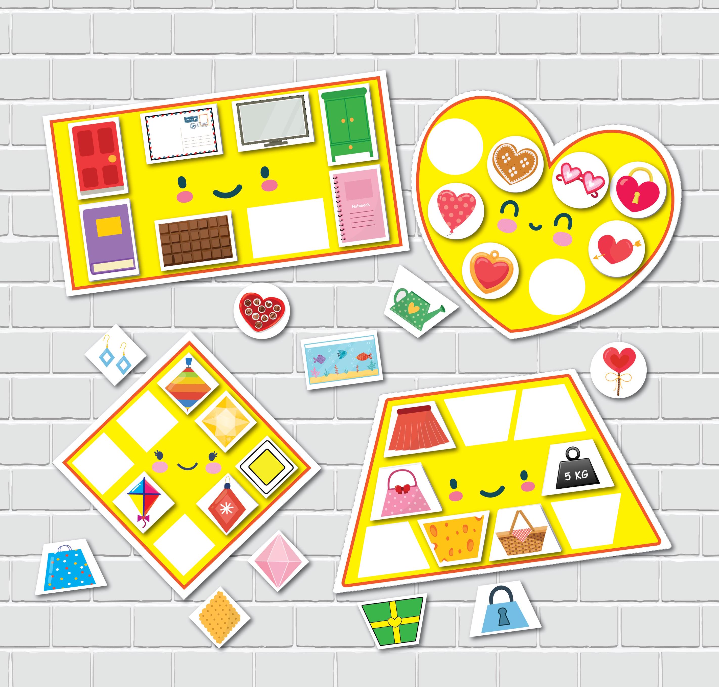 Shapes Matching Activity for Kids, 2D Shapes Sort and Match, Toddler ...
