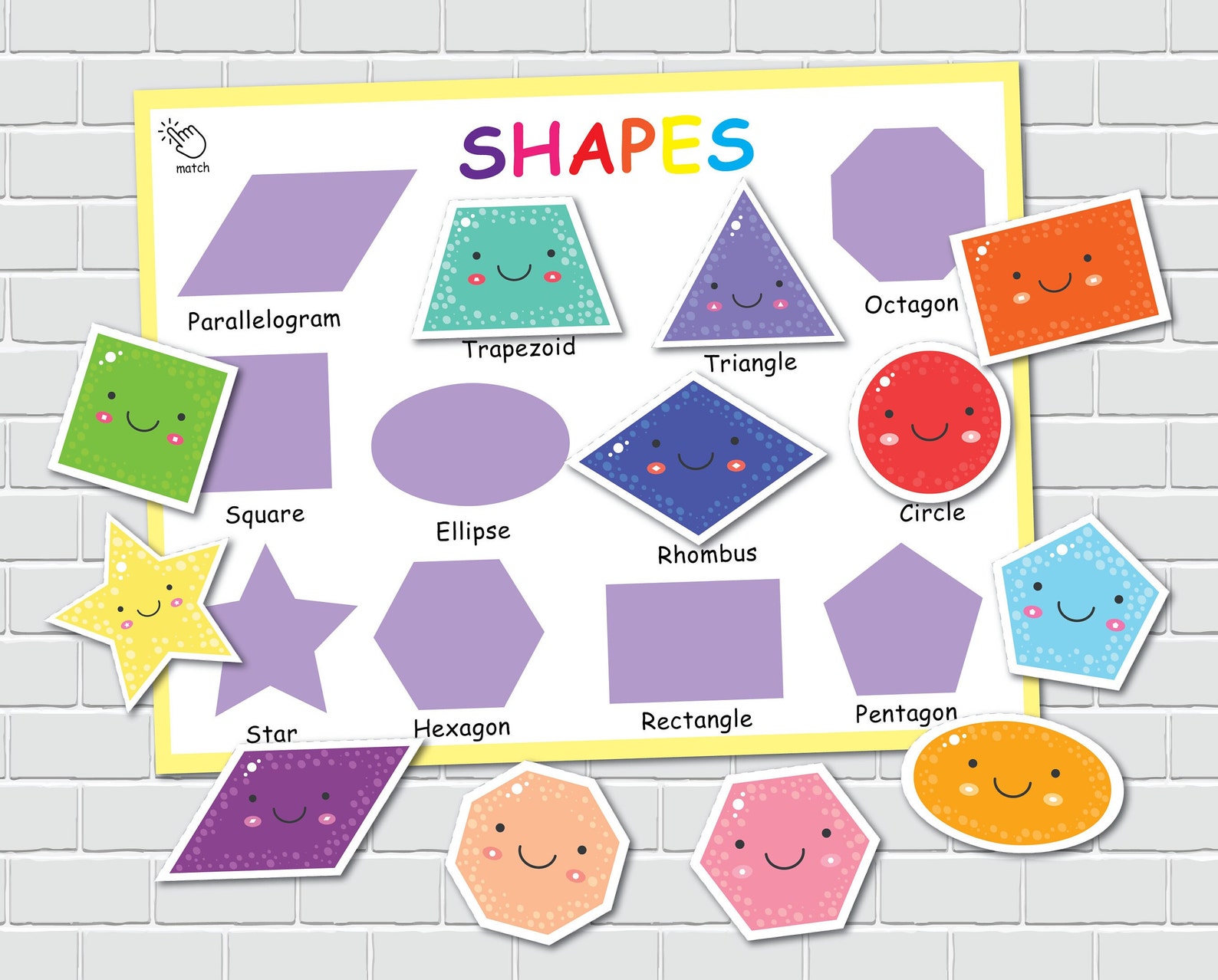 Shapes Matching Actvity. Toddlers Sort and Match Game. Preschool ...