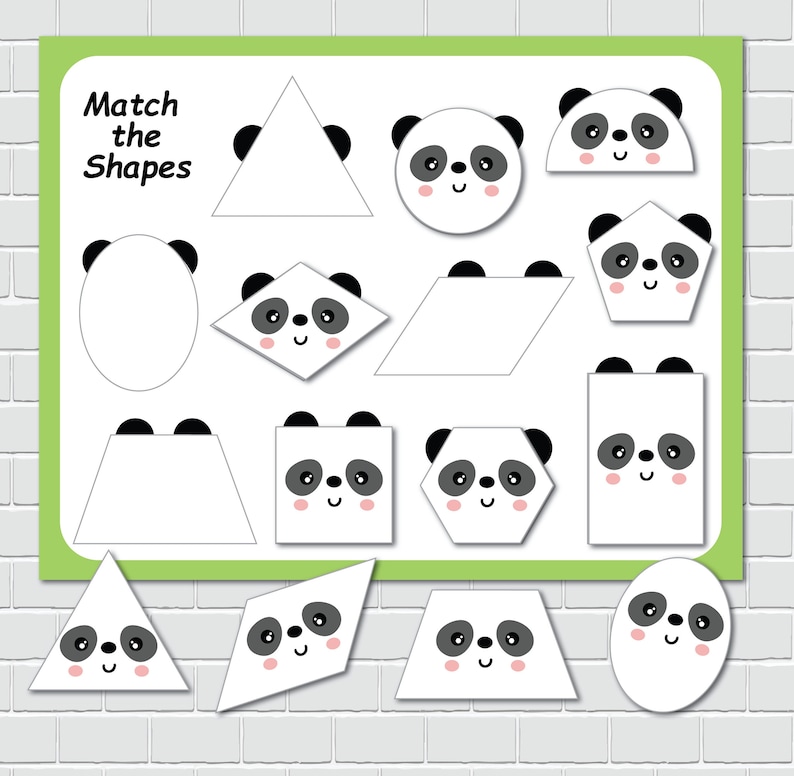 Panda Shape Matching Activity, 2D Shapes, Busy Book Page, File Folder ...