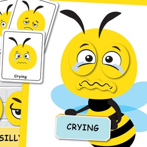Bee Emotions and Feelings Matching Game, Printable Activity for Kids ...