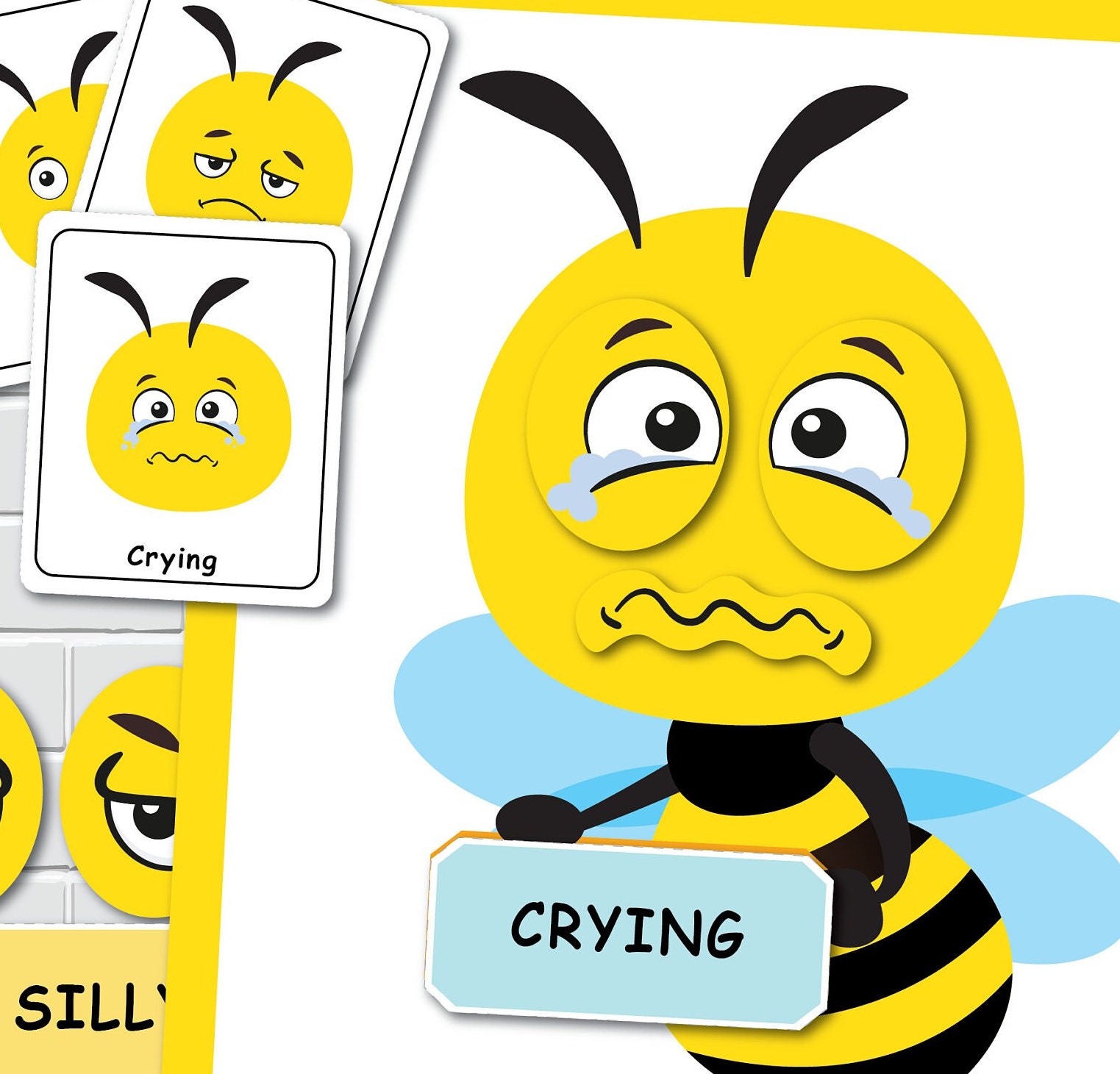 Bee Emotions and Feelings Matching Game, Printable Activity for Kids ...