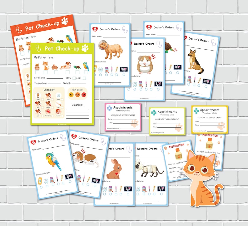 Vet Clinic Pretend Play, Printable Veterinary Dramatic Play Kit for ...