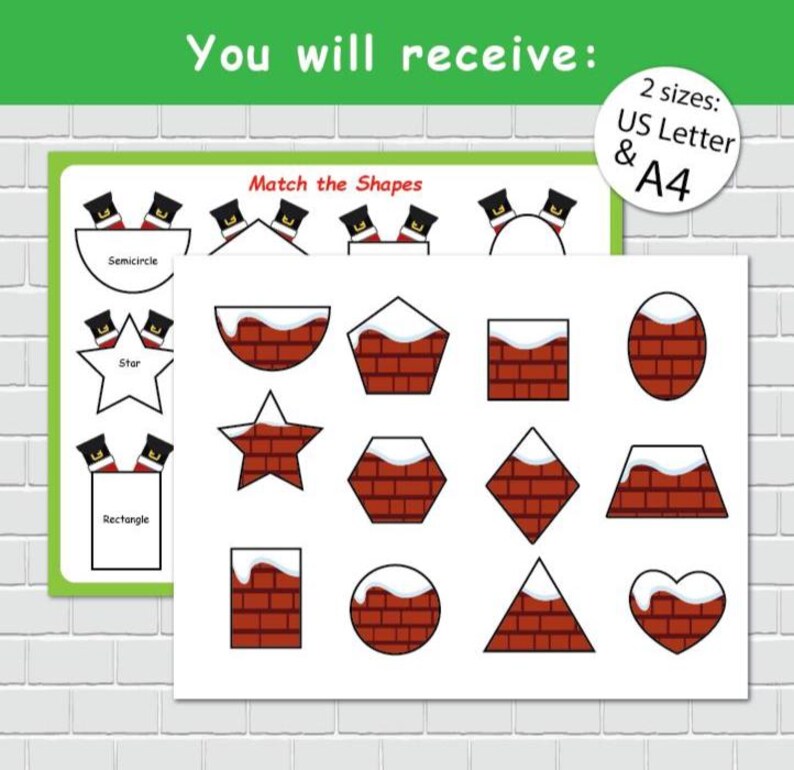 Christmas Shapes Matching Game: Preschool Learning Activity (digital ...