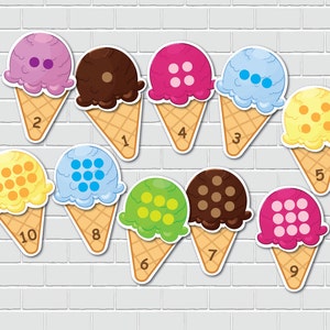 Ice Cream Numbers Matching Activity. Toddlers Sort and Match Game. Math ...