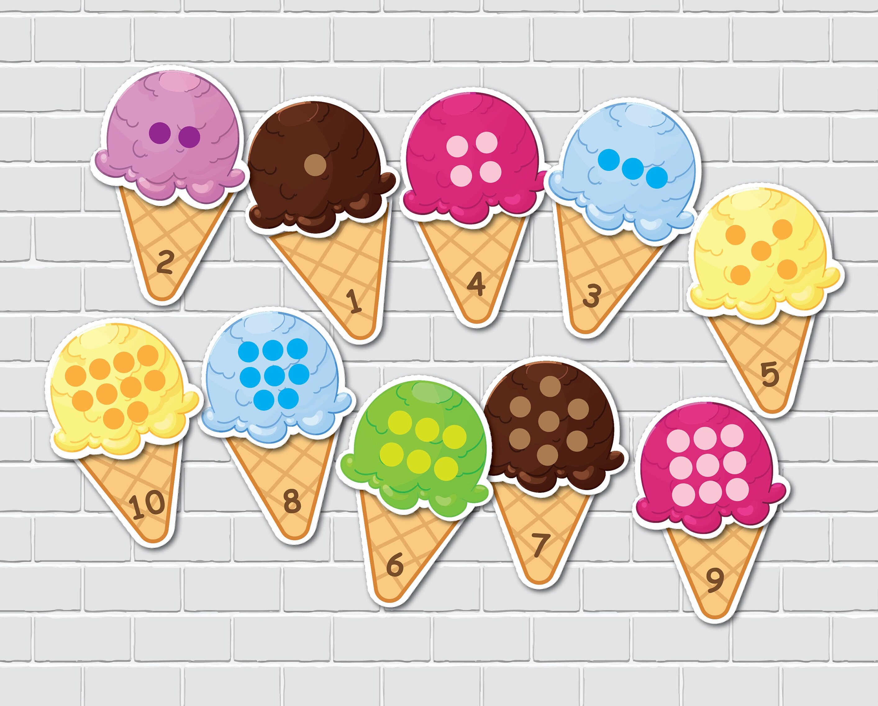 Ice Cream Numbers Matching Activity. Toddlers Sort and Match Game. Math ...