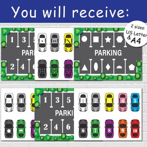 Parking Cars Busy Book Pages Toddler Learning Binder Preschool Matching ...