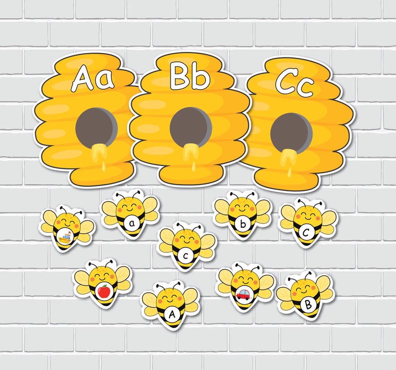 Bees and Beehive ABC Matching Activity for Kids, Summer Busy Book ...