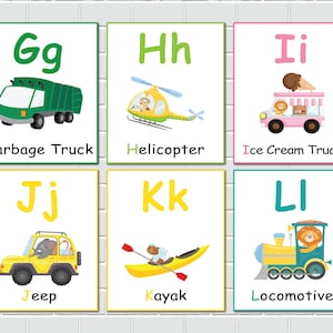 Alphabet Flashcards, Transportation Theme, ABC Printable Flash Cards ...