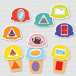 Ice Cream Shapes Matching Activity for Kids, 2D Shapes Busy Book, Pre-k ...