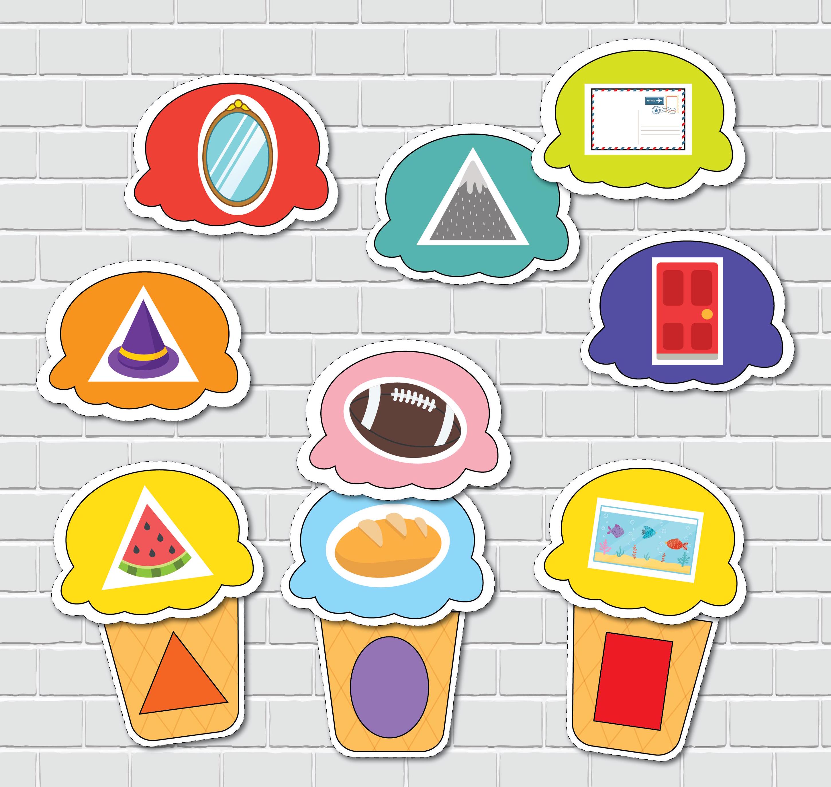 Ice Cream Shapes Matching Activity, Toddler Busy Book (digital Download ...