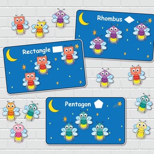 Fireflies Shapes Sorting Mats, 2D Shapes Center, Summer Busy Book Page ...