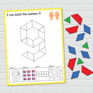 Numbers Pattern Blocks Activity, STEM Challenge Cards for Preschool and ...
