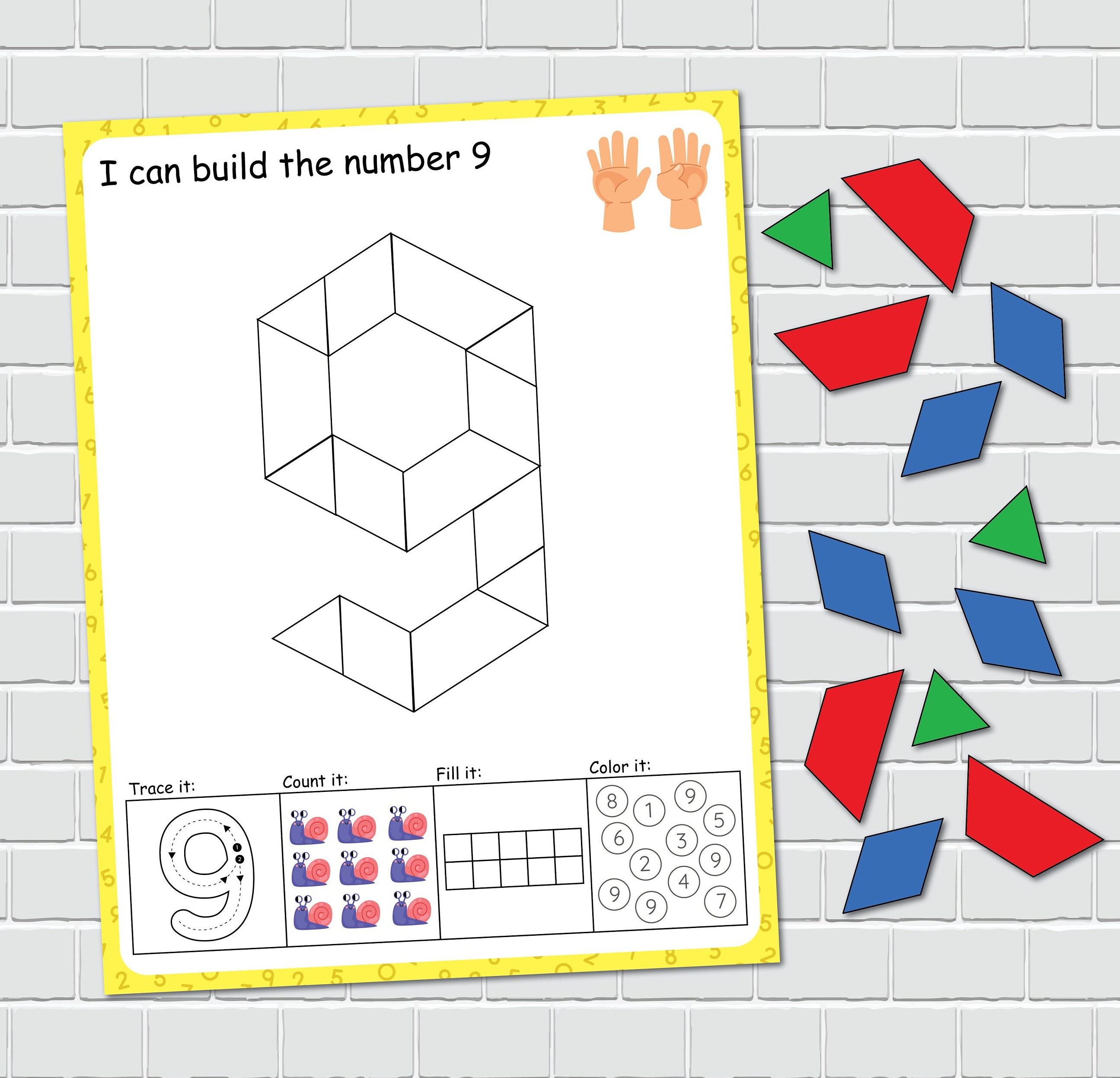 Numbers Pattern Blocks Activity, STEM Challenge Cards for Preschool and ...