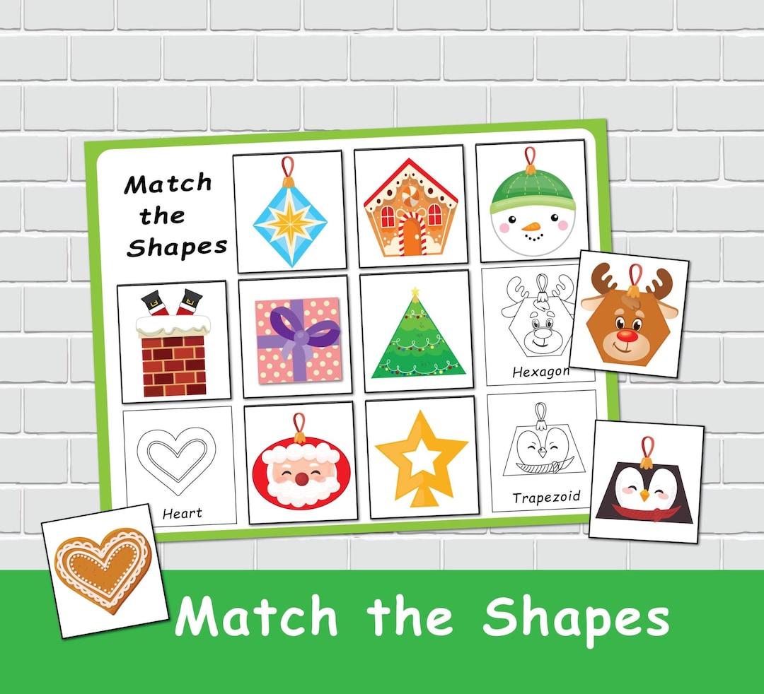 Christmas Shape Matching Activity, 2D Shapes, Winter Busy Book (digital ...