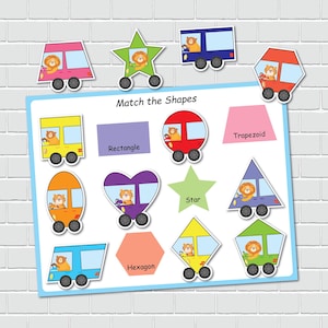 Cars Shape Matching Activity, 2D Shapes, Shapes Busy Book Page, File ...