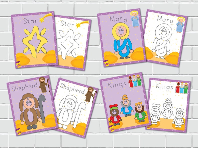 Nativity Play Dough Mats, Printable Play Doh, Visual Cards, Christmas ...