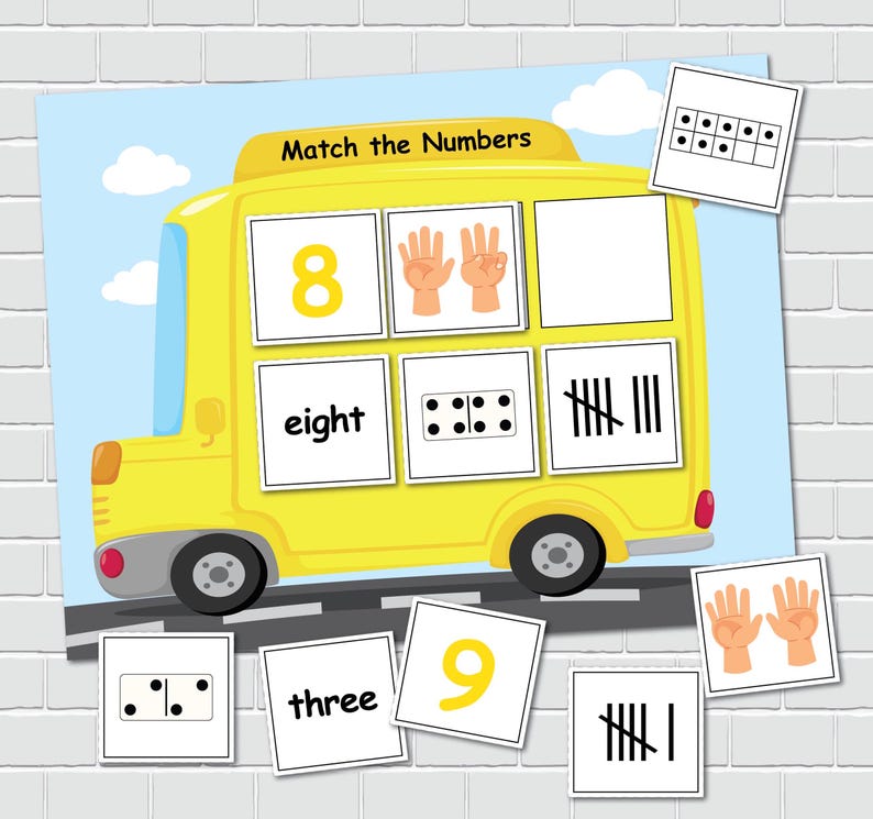 Numbers 1-10 Matching Activity for Kids. Toddler Count and Match Game ...