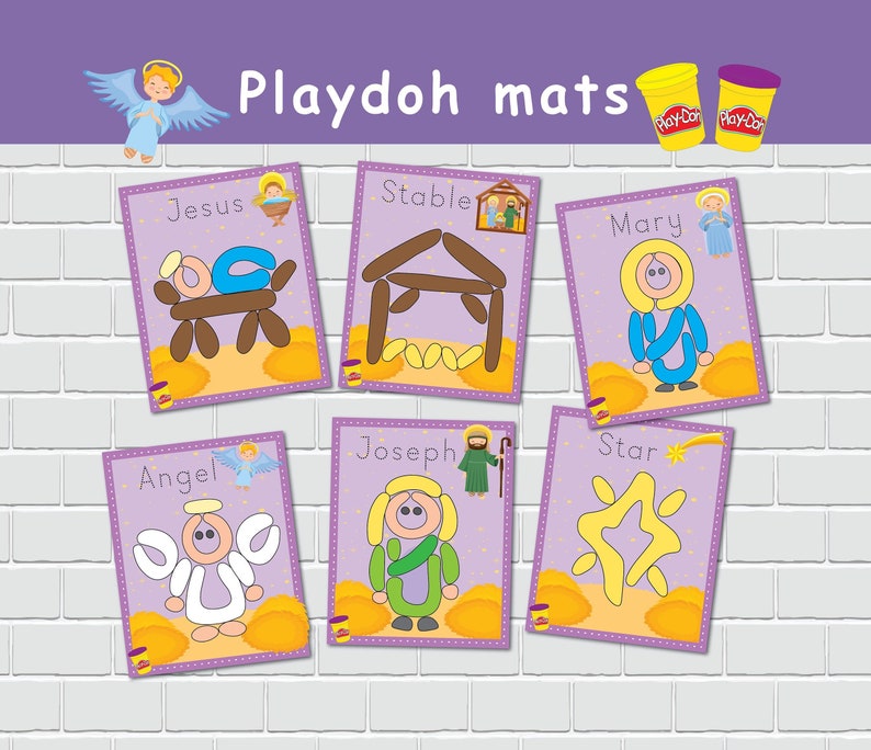 Nativity Play Dough Mats, Printable Play Doh, Visual Cards, Christmas ...