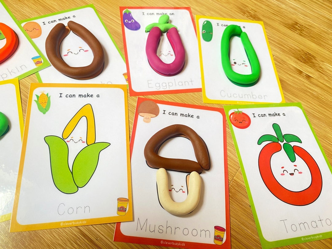Play Doh Mats, Vegetables Printable Play Dough, Montessori Play Doh ...