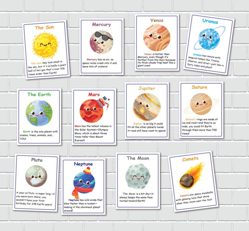 Solar System Activity: Planets Flashcards, Outer Space Study (digital ...