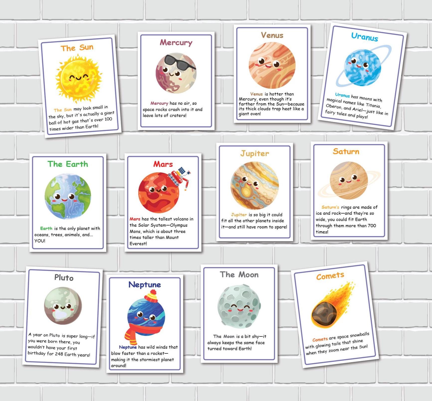 Solar System Activity: Planets Flashcards, Outer Space Study (digital ...