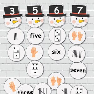 Snowman Numbers 1-10 Matching Activity. Toddler Sort and Match Game ...