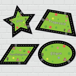 Road Shape Mats for Preschool, 2D Shapes Printable Activity, Homeschool ...